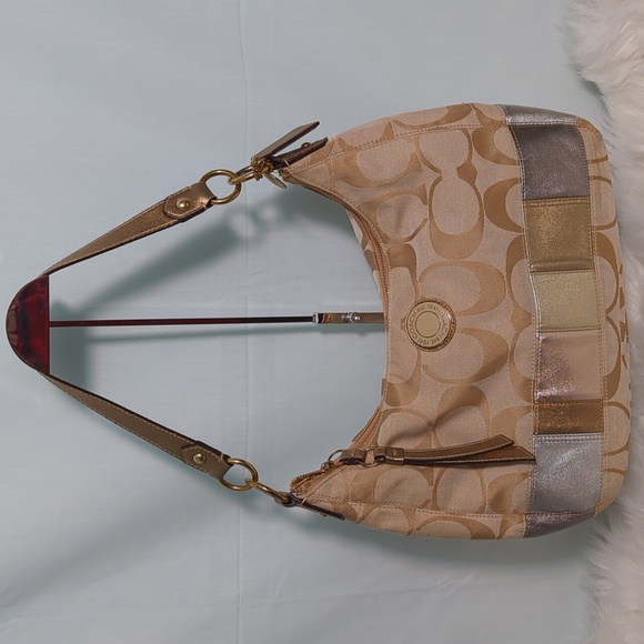 Coach | Bags | Euc Coach Signature Multi Metallic Stripe Hobocrossbody | Poshmark
